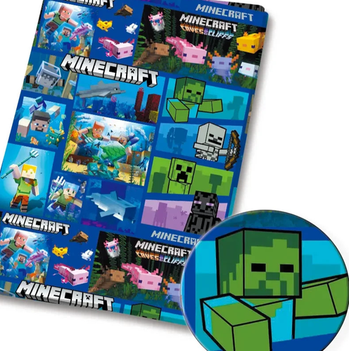 Minecraft game blocks character polyCotton Fabric Half Yard (18” x 55 ...