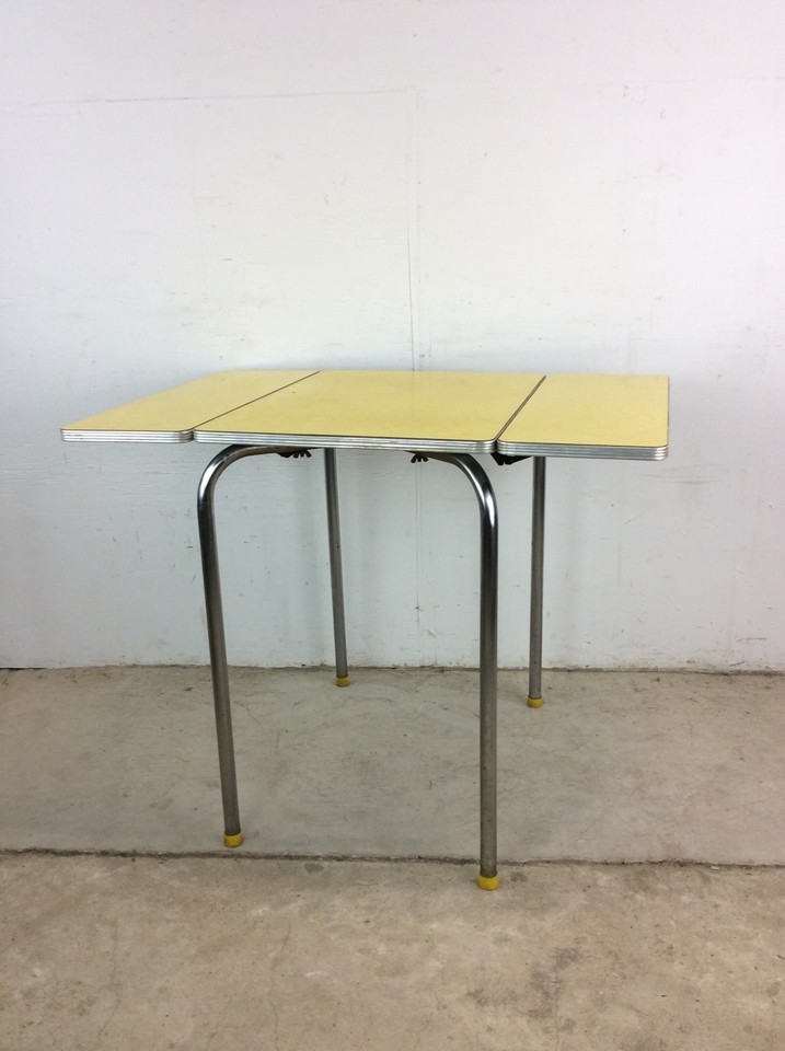 Mid Century Modern Small Yellow Formica Top Table with 2 Leafs | eBay