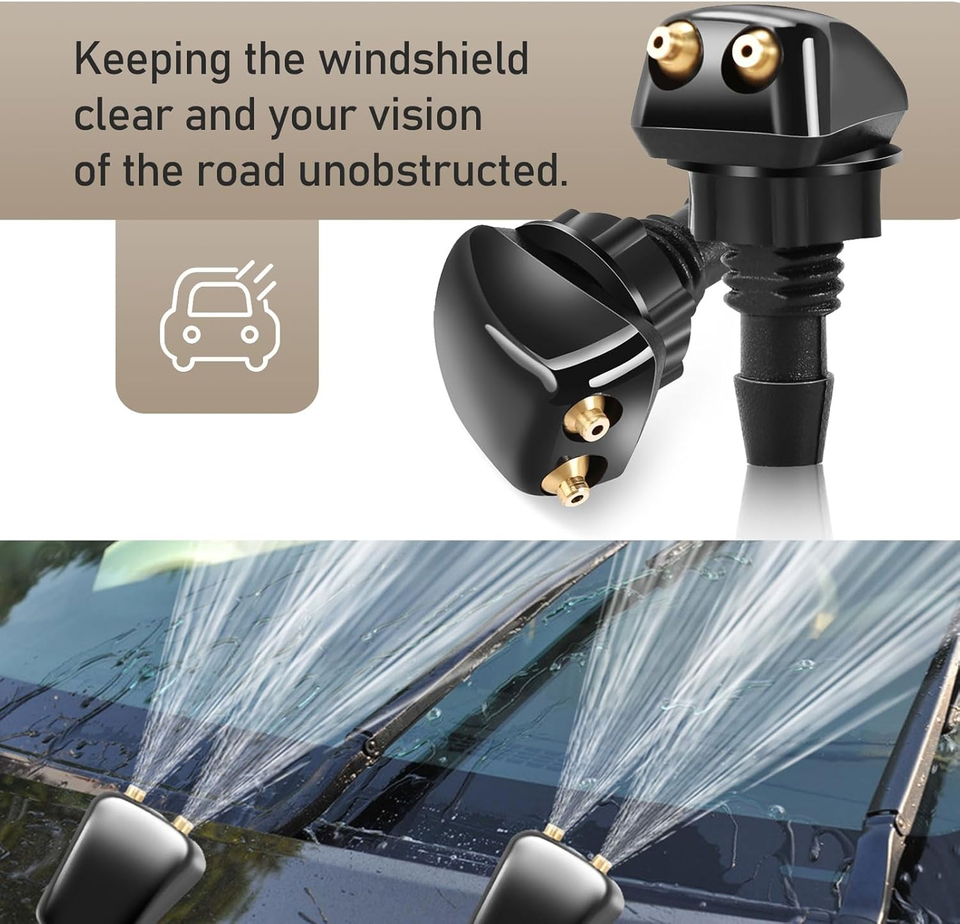 Car Front Windshield Washer Spray Nozzles Double Hole Adjustable 1.14x0 ...