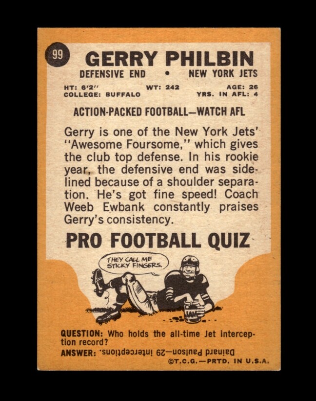 1967 Topps Set-Break # 99 Gerry Philbin EX-EXMINT *GMCARDS* | eBay