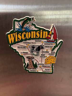 Wisconsin Jumbo State Map Fridge Magnet | eBay