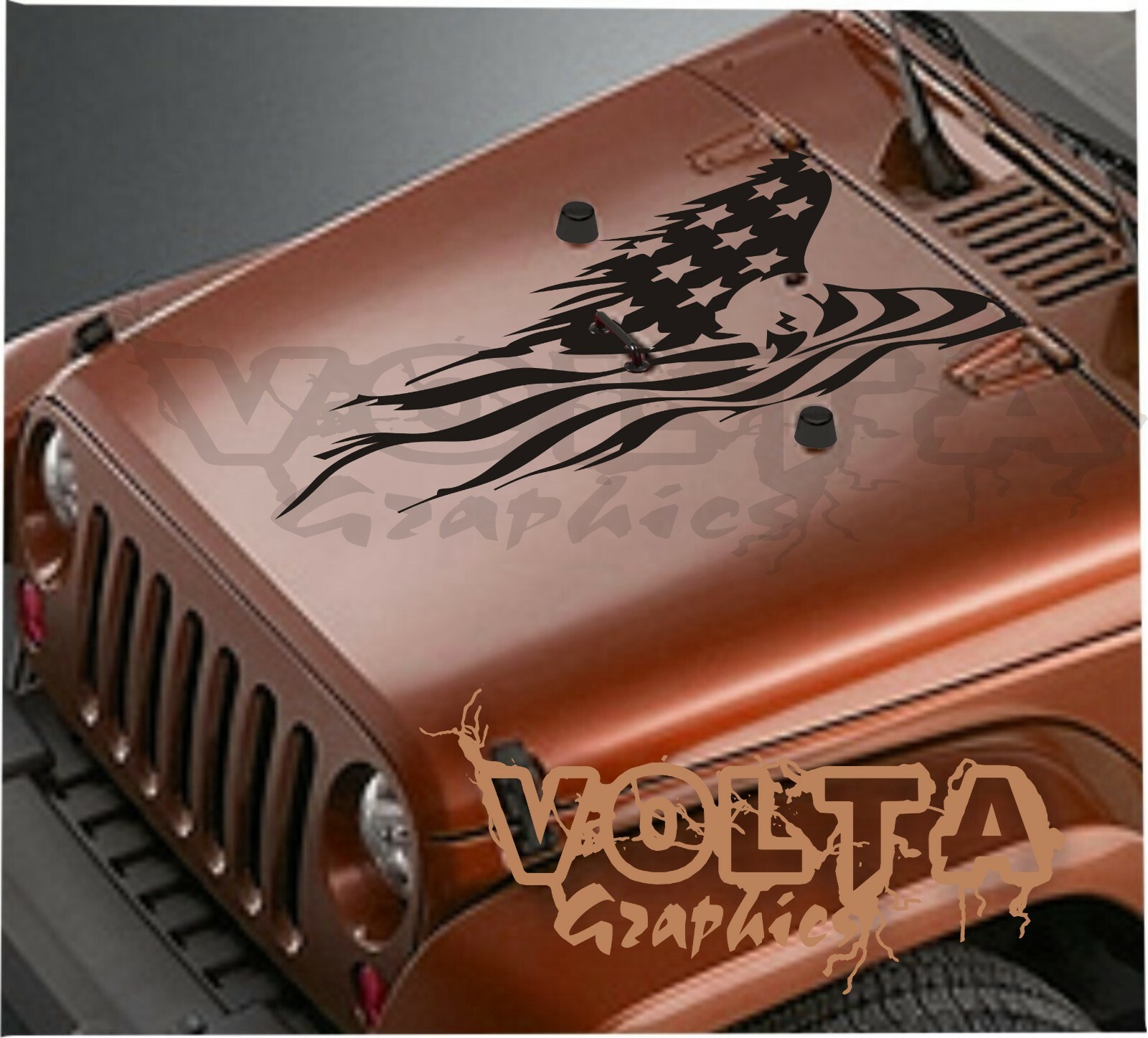 Vinyl Hood Decal Compatible with Jeep Wrangler - American Flag Eagle ...