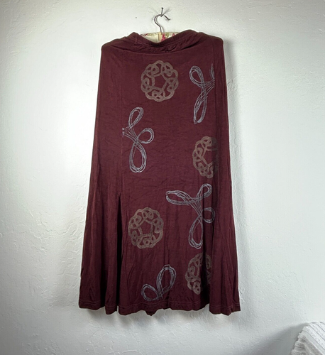Vintage Blue Fish Hand Printed Jersey Maxi Skirt Size 1 Burgundy ...