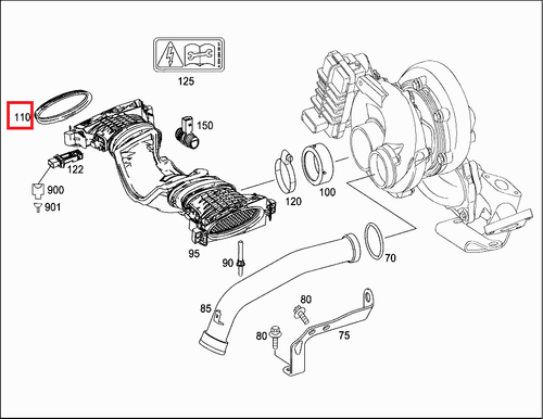 NEW GENUINE MERCEDES BENZ MB ML 350 GL 350 OM642 RED AIR TURBO INTAKE ...