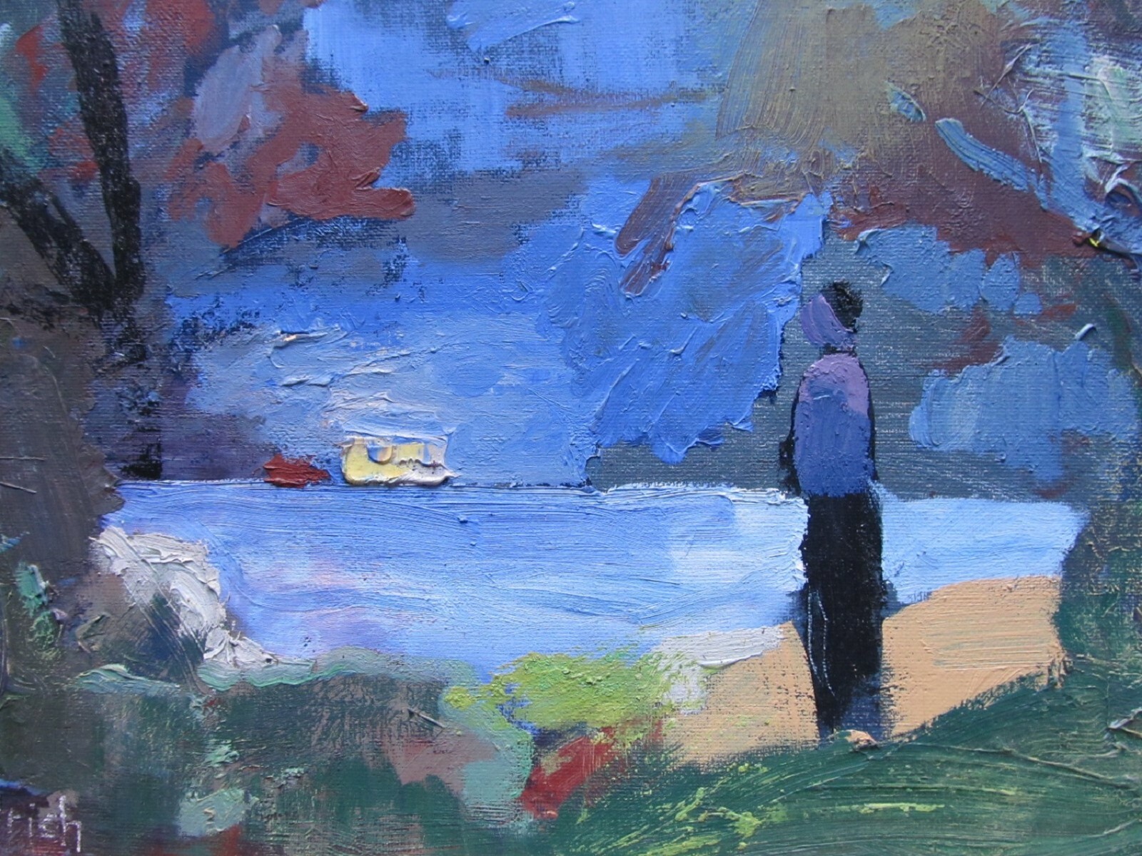 GARY GOODRICH AUSTRALIAN FRAMED OIL "MAN BY WATER" 2016 D | eBay Australia