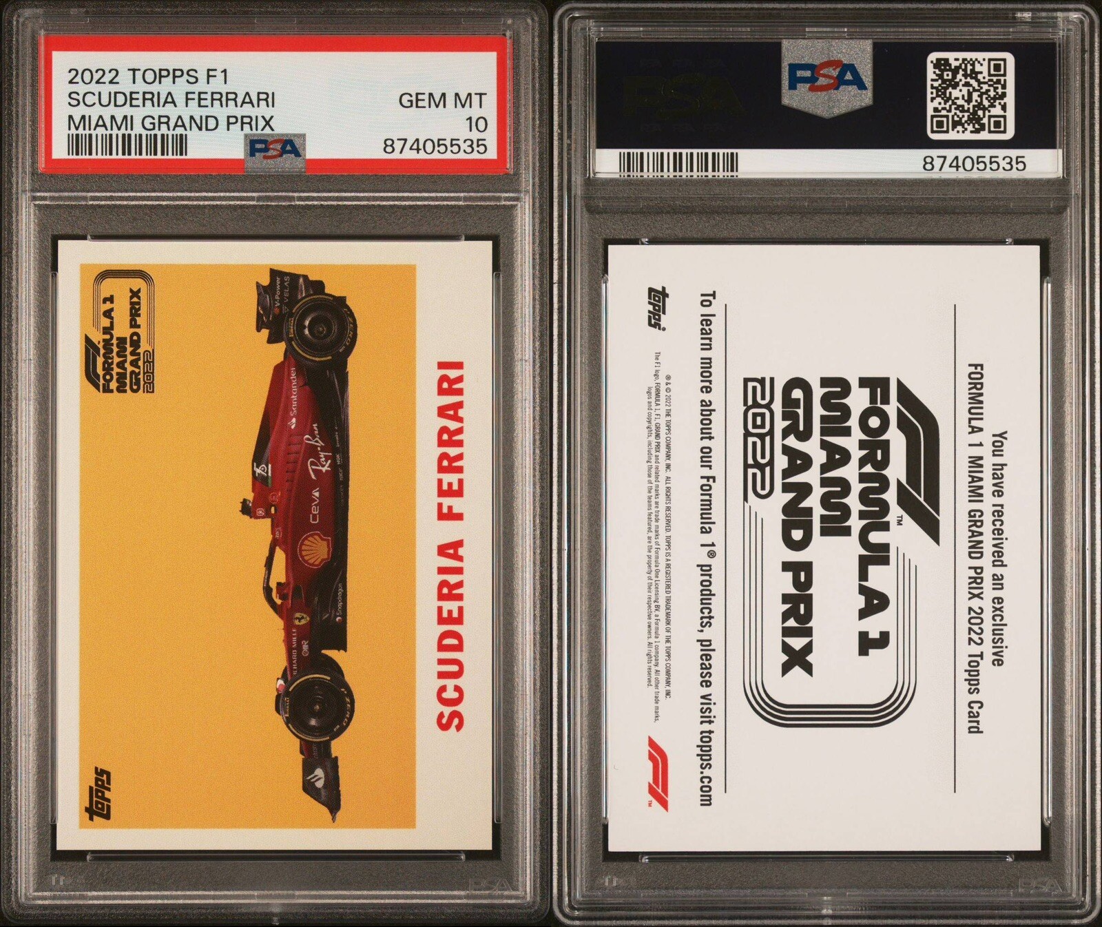 2022 TOPPS FORMULA 1 MIAMI GRAND PRIX Scuderia Ferrari PSA 10 ...