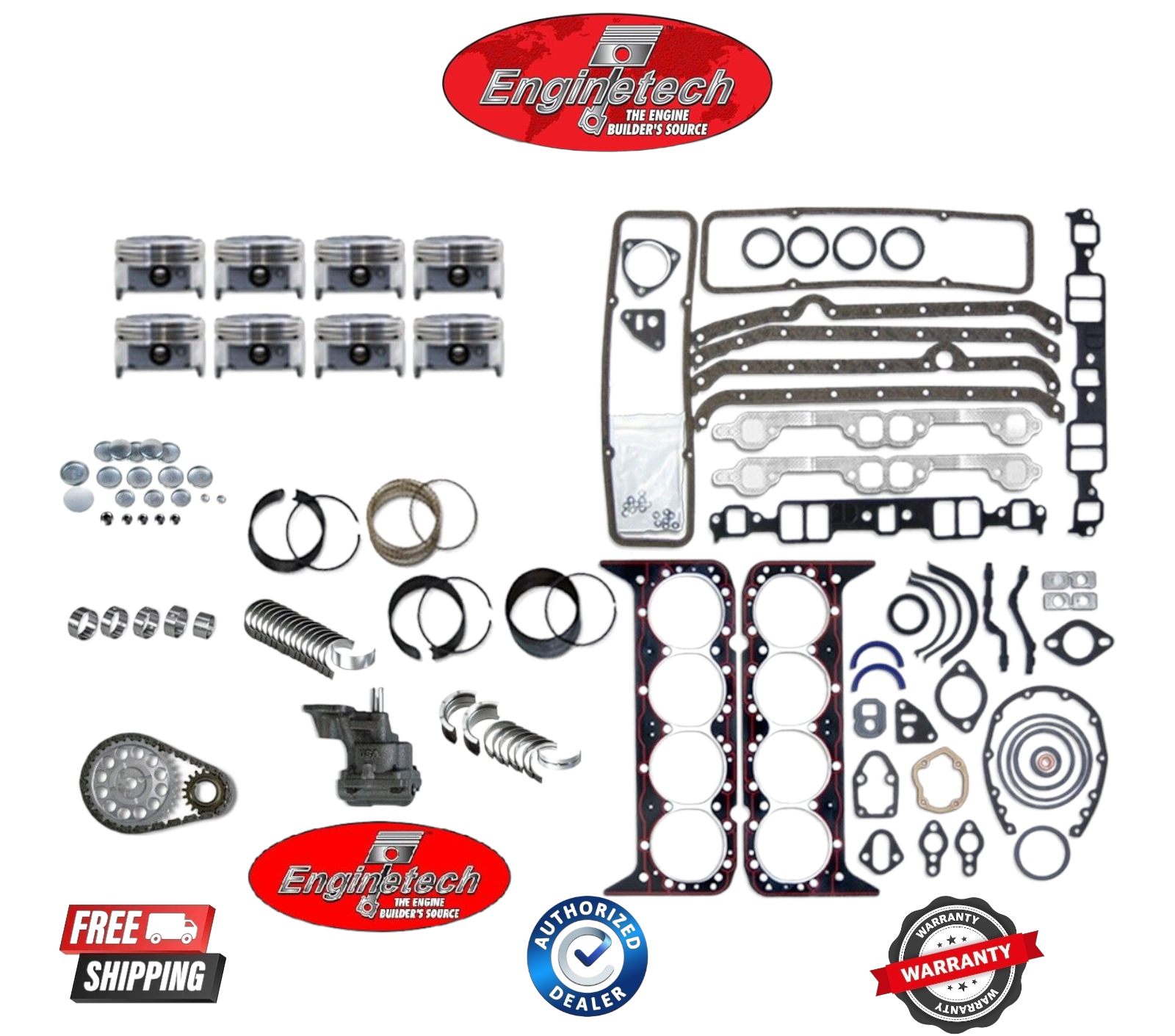 PREMIUM Engine Rebuild Overhaul Kit for 67-85 Chevy GMC Truck 350 5.7L ...
