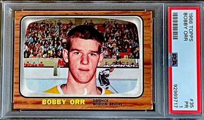 1966-67 BOBBY ORR TOPPS #35 ROOKIE CARD RC NO CREASES GREAT EYE APPEAL ...