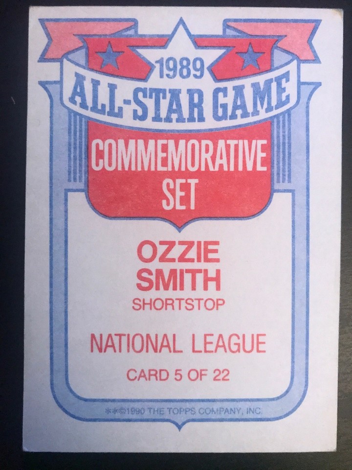 1990 Topps 1989 All-Star Game Set - #5 - Ozzie Smith - St. Louis ...