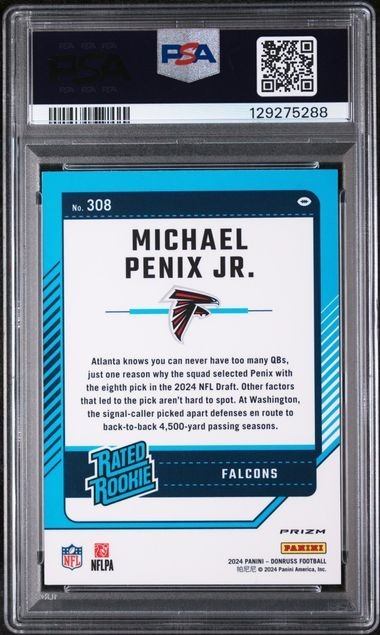 2024 Donruss Optic Preview Red Wave #308 Michael Penix Jr. PSA 10 (RC ...