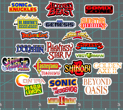 20 Sega Genesis Logos Sticker Pack - White, Clear or Holographic ...