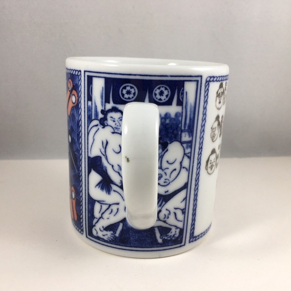 Japanese 3.5"H Porcelain Tea Cup Sushi Mug Yokozuna Sumo Champion Made ...