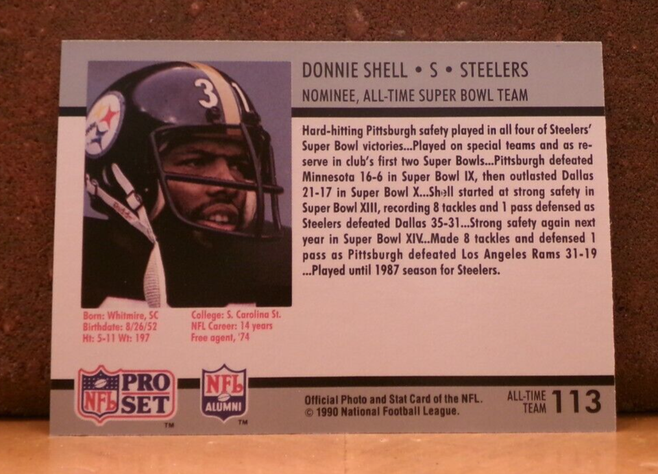 FOOTBALL CARD PRO SET NFL 1990 TONY HILL COWBOYS VS. DONNIE SHELL ...