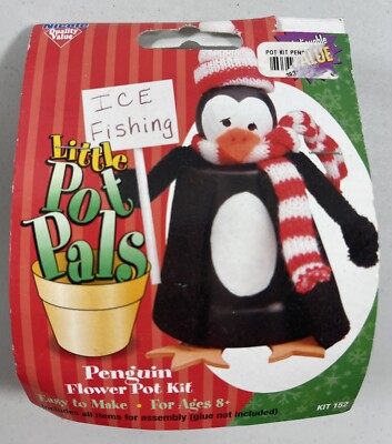 Little Pot Pals Penguin Fishing Flower Pot Kit Fun NEW Craft Easy for ...