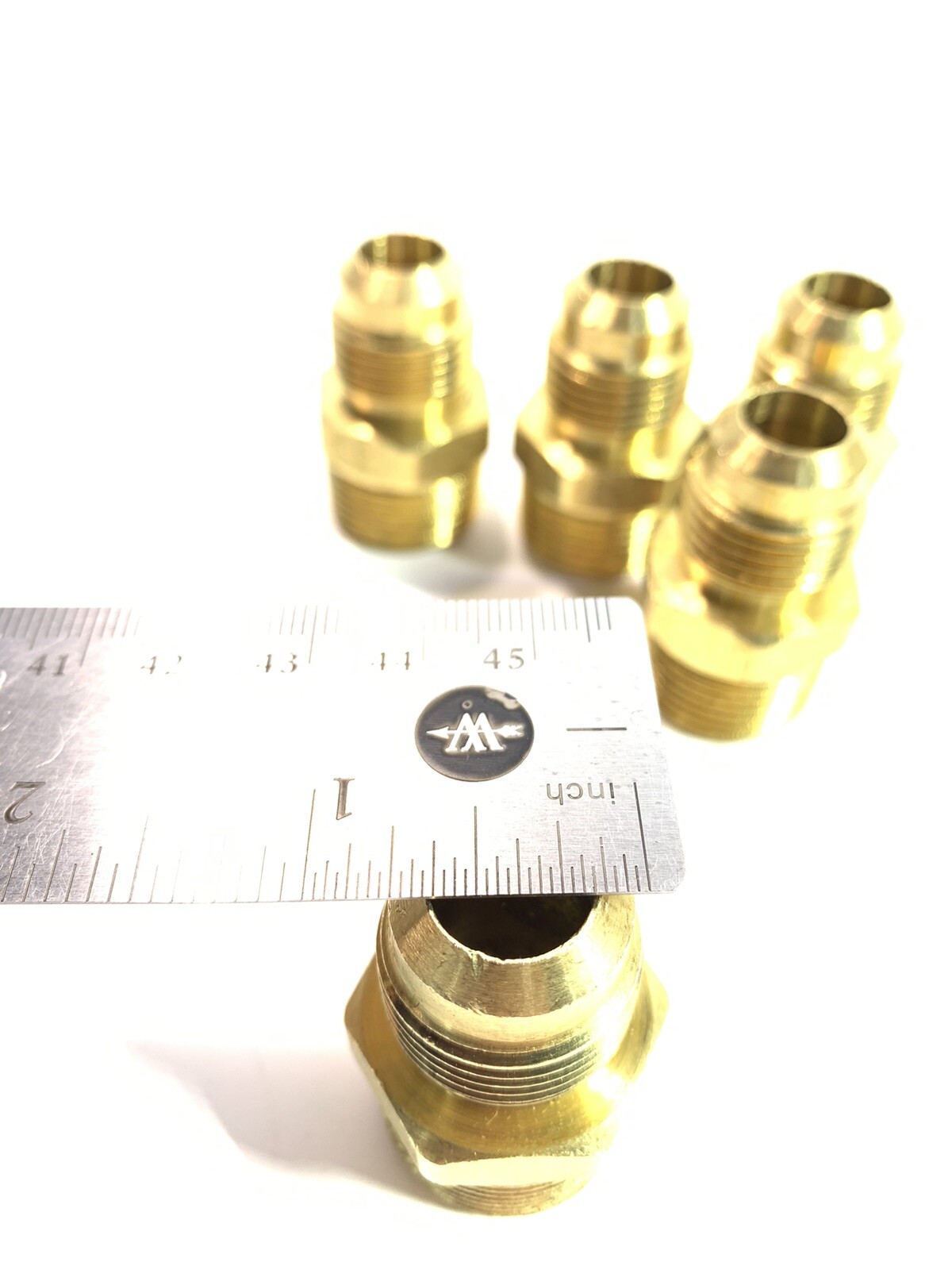 QTY-4 Brass straight adapter 3/4 OD tube SAE 45 flare x 3/8 male NPT ...