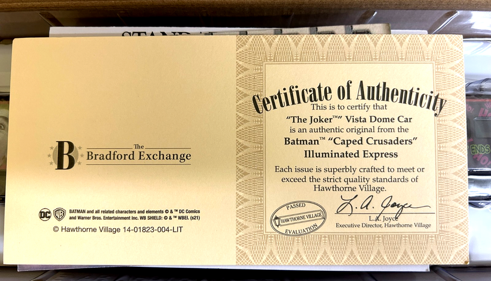 Hawthorne Village Batman “The Joker” Vista Dome Car HO Train with COA ...