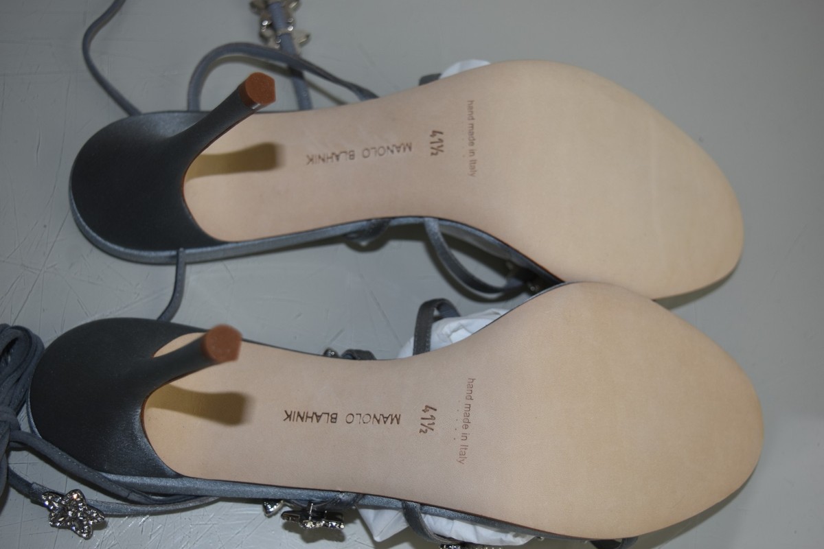 $1325 NEW Manolo Blahnik OSAKA Star Satin Grey Silver $1325 NEW Manolo Blahnik OSAKA Star Satin Grey Silver