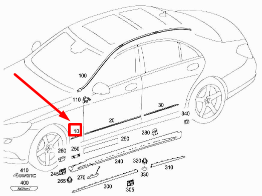 MERCEDES-BENZ S W222 X222 Front Right Fender Moulding A2226909401 for ...
