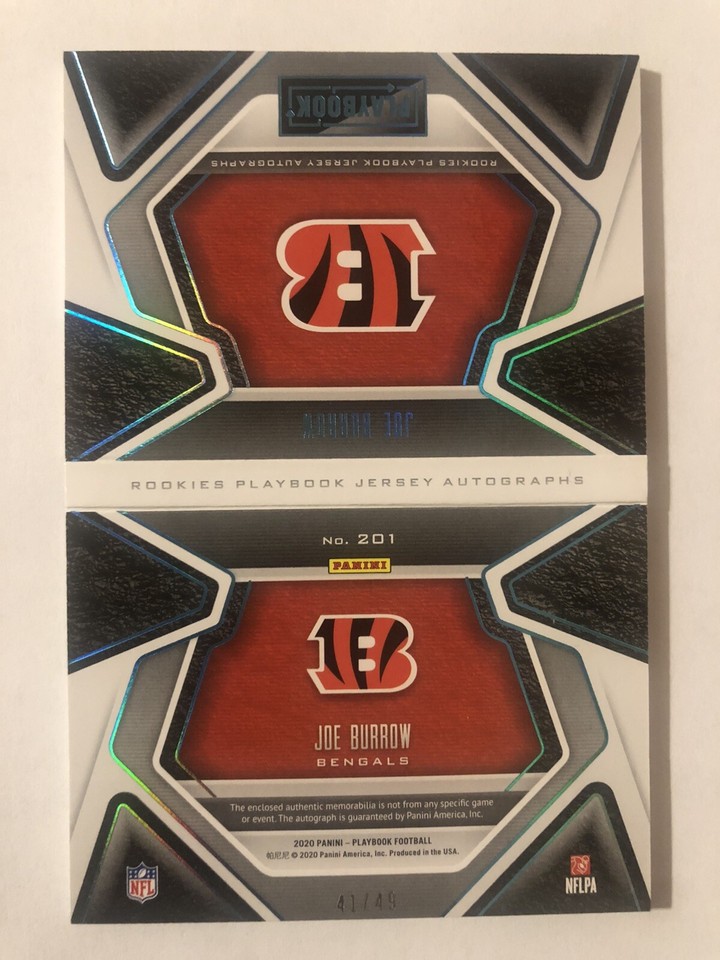 JOE BURROW 2020 Panini Playbook Jumbo Jersey Auto Booklet RC /49 SP RPA ...