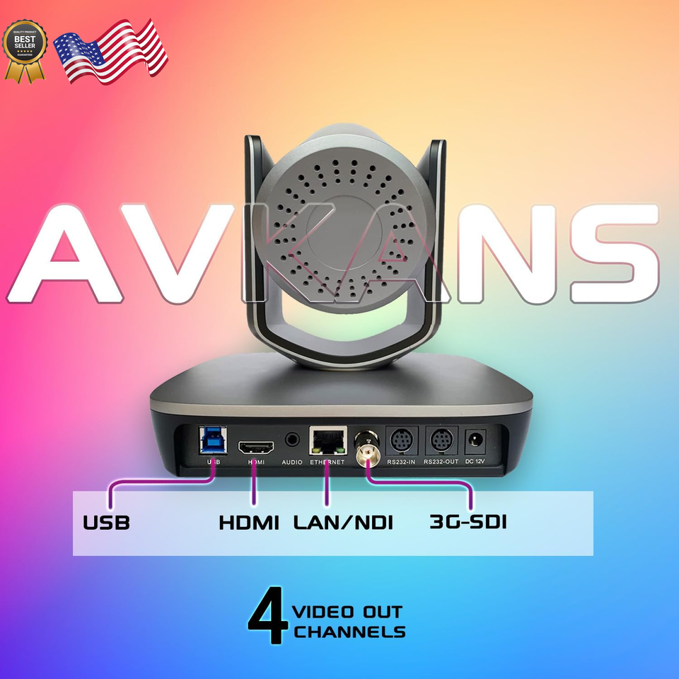 AVKANS 4K NDI PTZ Camera 20X HDMI SDI AI AUTO Tracking PTZ Camera with ...