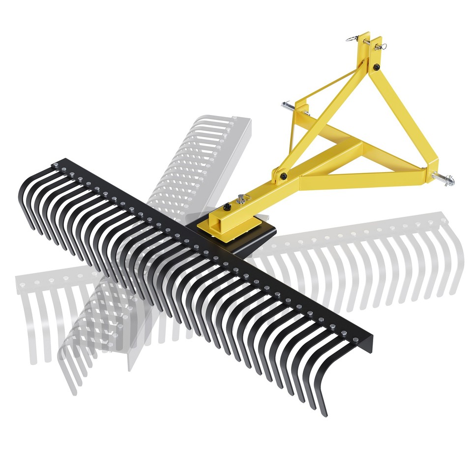 3 Point 60'' Landscape Rock Rake for Cat 1 Tractor Attachment Soil ...