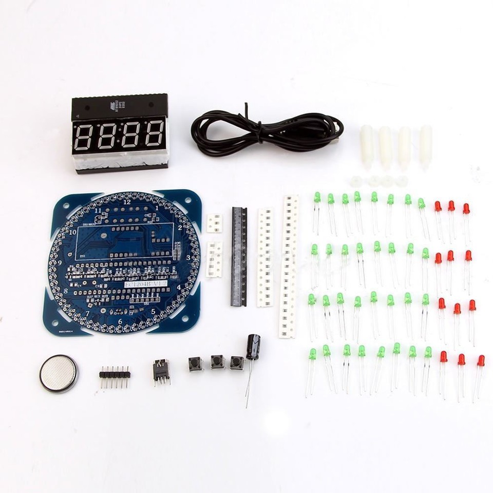 DIY DS1302 Rotating LED Electronic Digital Clock Kit 51 SCM Learning ...
