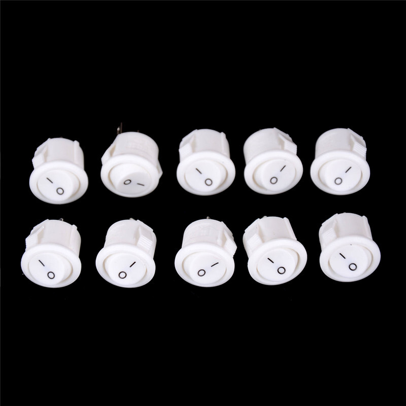 10x 16mm White Round Boat Rocker Switches Mini 2Pin ON-OFF Switches 3A ...