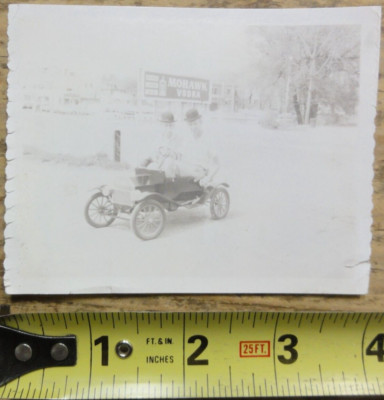 Early Polaroid Two Men Shriner Car Mohawk Vodka Sign in Background ...