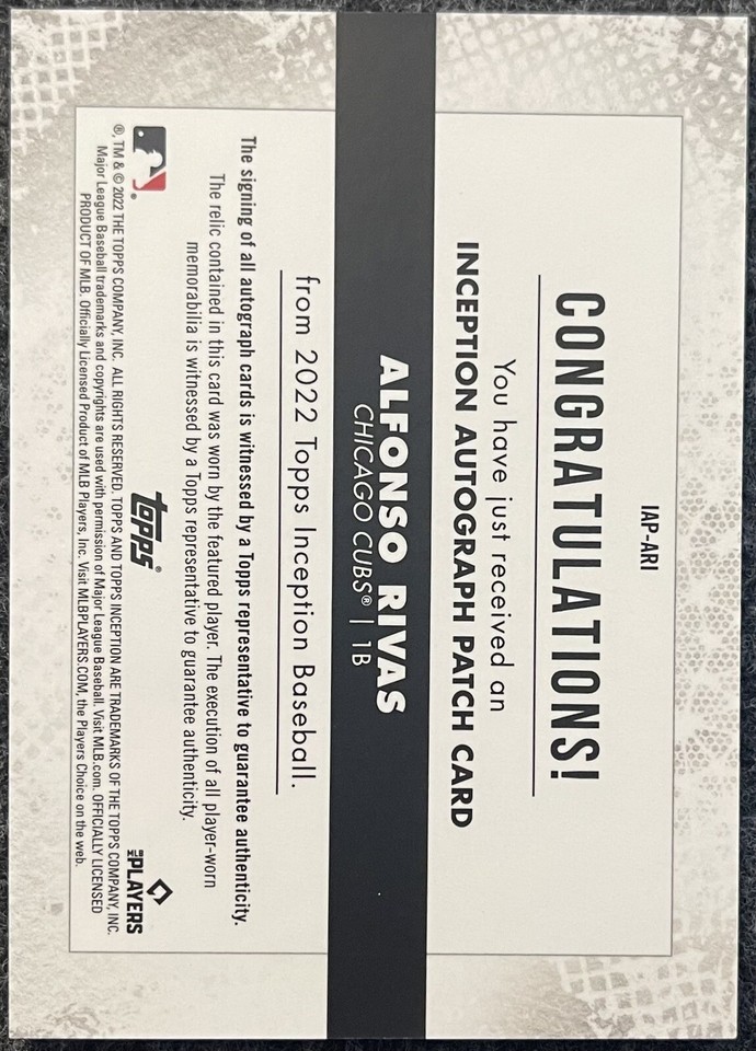 2022 Topps Inception #IAP-ARI Alfonso Rivas Rookie Patch Auto RPA /25 ...