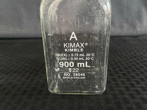 Lot of (6) Kimble KIMAX Glass Square TD/TC 900ml Volumetric Flask #22 ...
