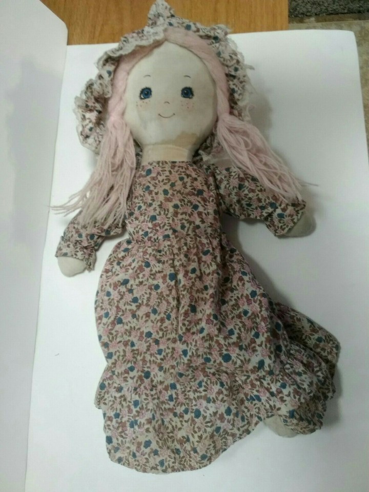 Antique Rag Doll In Calico Dress And Bonnet | eBay