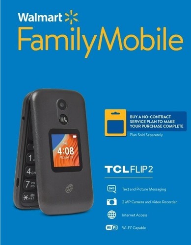 New TCL Flip 2 16GB 2MP 5G Feature Phone - Black (For Walmart Family ...