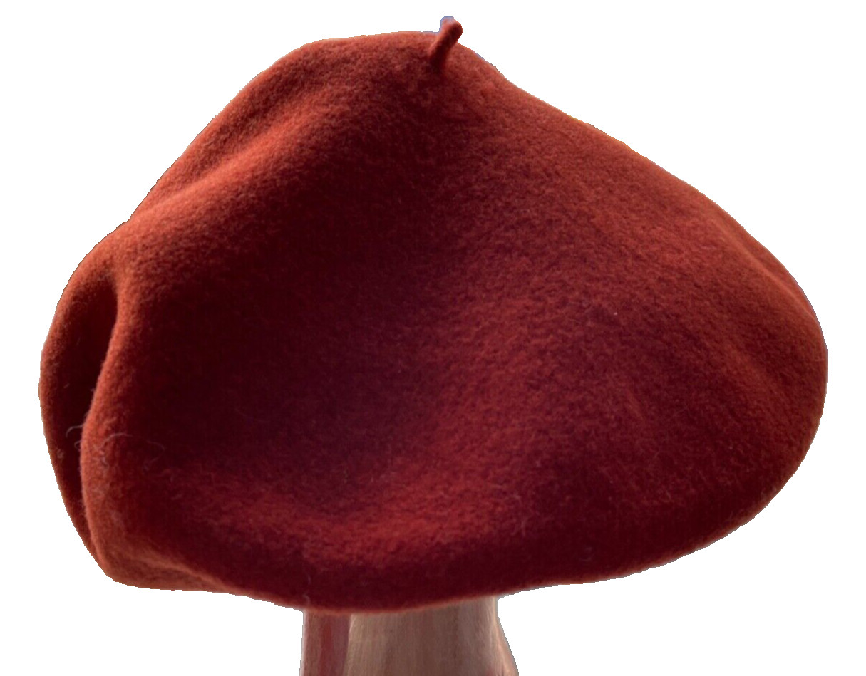 100% Wool PARIS 10 BASQUE BERET Made in France RUST C… - Gem