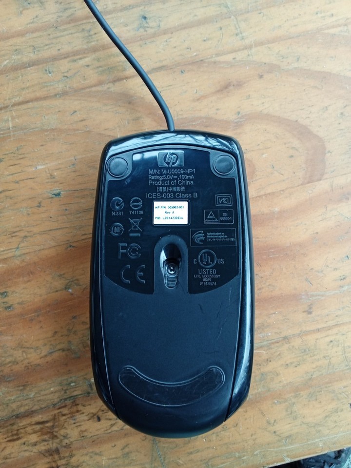 HP HEWLETT PACKARD Black Wired Optical Computer Mouse Model: M-U0009 ...