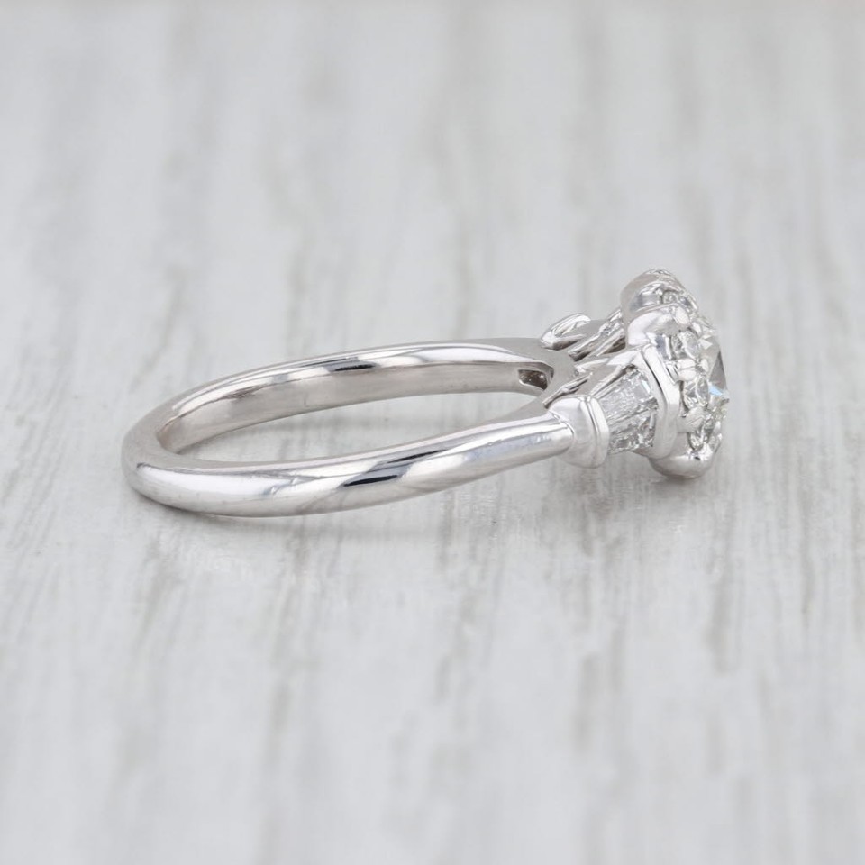 1.28ctw Round Diamond Halo Engagement Ring 950 Platinum Size 6.5 VVS2 ...