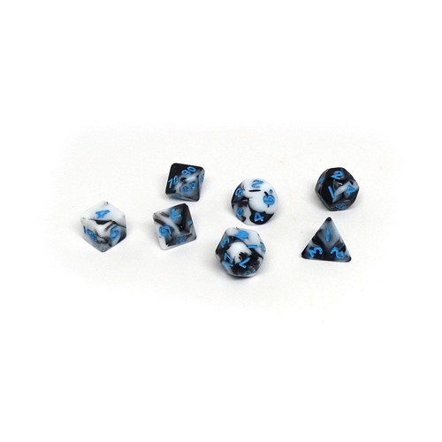 Easy Roller Dice - Standard Shapes, Micro & Oversized Marbled w/Blue (7 ...