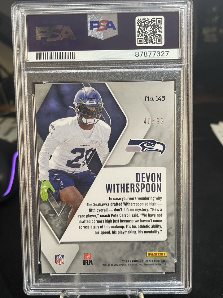 Devon Witherspoon 2023 Panini Phoenix Orange Rookie /99 #145 PSA 10 ...