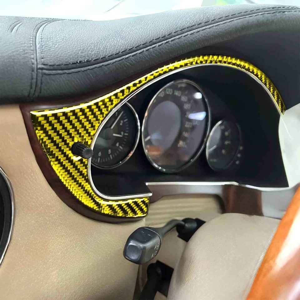Yellow Carbon Fiber Interior Dashboard Panel Cover Trim For Benz CLS ...