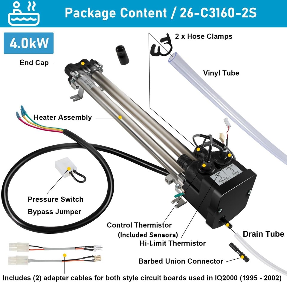 No-Fault Spa Heater for 1995+ Hot Spring/Watkins - 4kW Titanium w ...