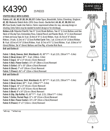 Simplicity Sewing Pattern 8402 or Kwik Sew 4390 Stuffed Dolls 23" and ...