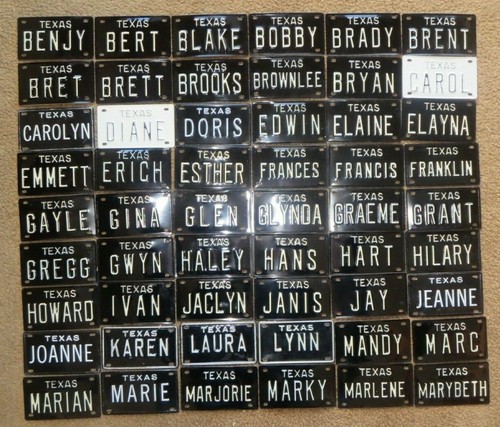 1960s Vintage Black Texas Toy Mini Bike Vanity Metal Name License Plate ...