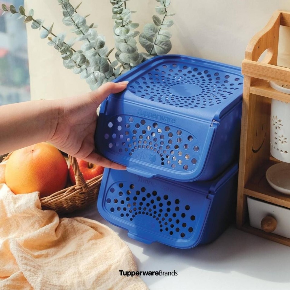 2x Tupperware Onion Garlic N All Potato Keeper Smart Container 2.3L ...