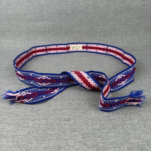 Bands of L.A. Wrap Belt Womens One Size Blue Pink Fringe Aztec Hippie ...