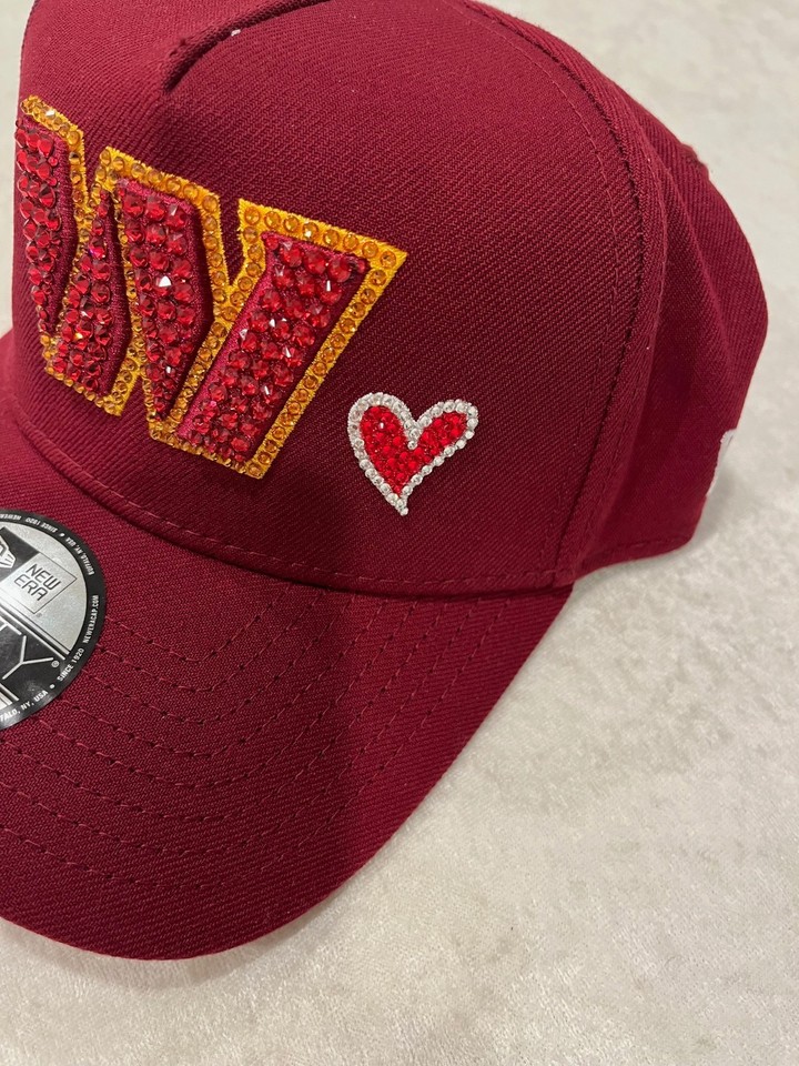 WASHINGTON COMMANDERS Maroon Bling Hat: Hand-Jeweled SWAROVSKI Crystals ...