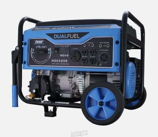 Pulsar 6580W Portable RV Ready Dual Fuel Gas Powered Generator Wheel ...