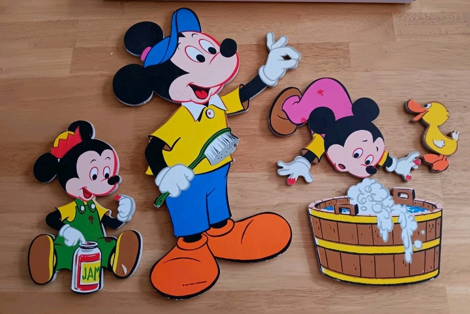 Vintage Disney "Casey Jr." & "Mickey Mouse" Wall Decor Pin-Up Dolly Toy ...