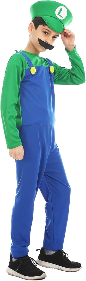 Boys Super Brothers Costume Plumber Cosplay Halloween Costume for Kids ...