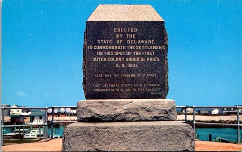 Postcard Memorial Monument Site 1st Dutch Colony DeVries Lewes Delaware ...