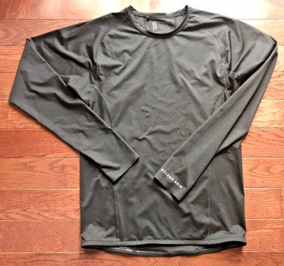 Second Skin Compression Long Sleeve Crew Neck Black Pullover Shirt Mens ...
