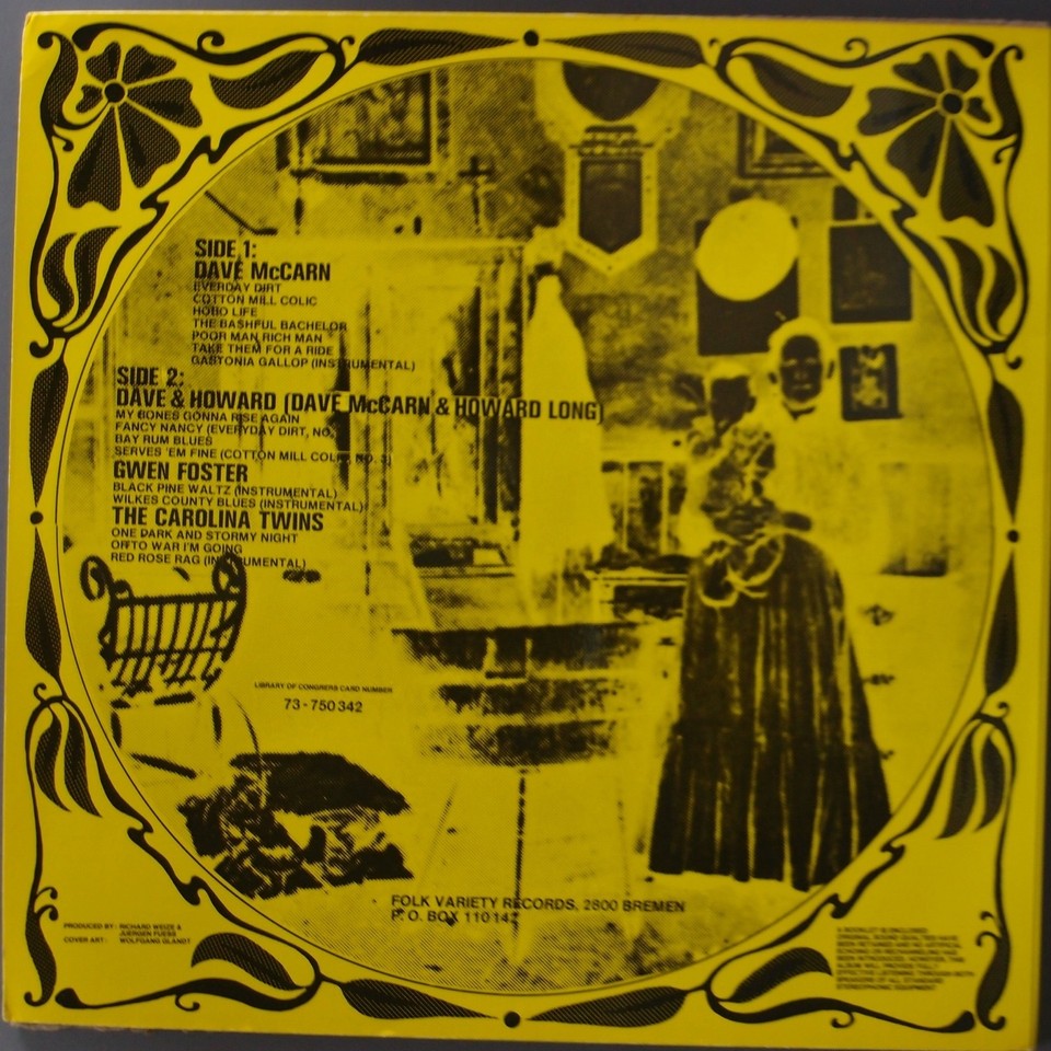 SINGERS OF PIEDMONT: Dave McCARN / HOWARD LONG vinyl lp FOLK VARIETY NM ...